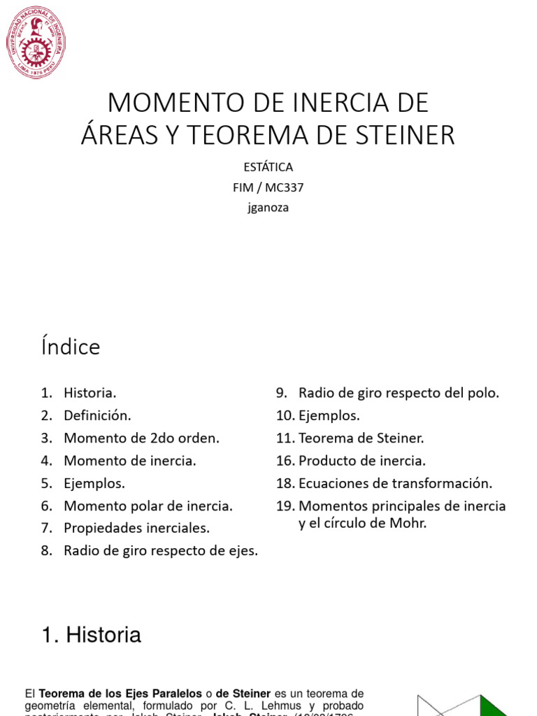12 y 13 - Momento de Inercia de Áreas y Teor Steiner | PDF ...