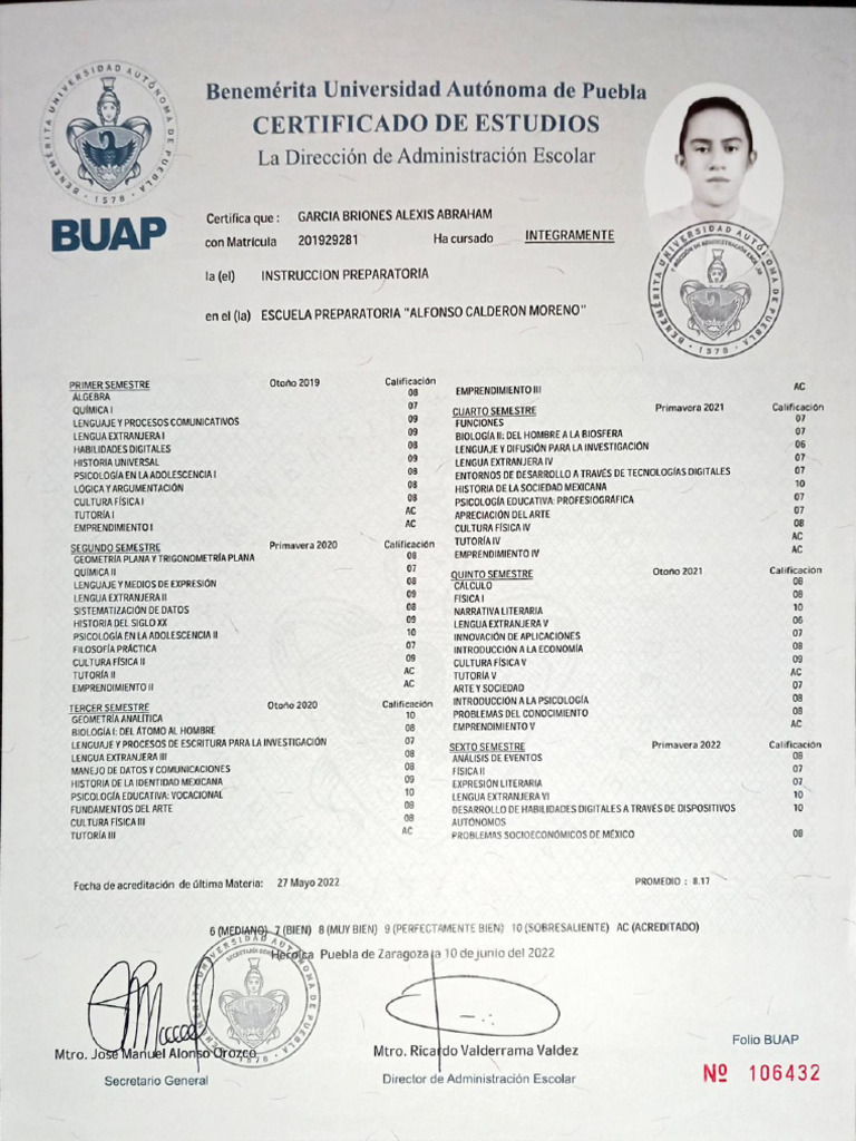Certificado de Bachillerato | PDF