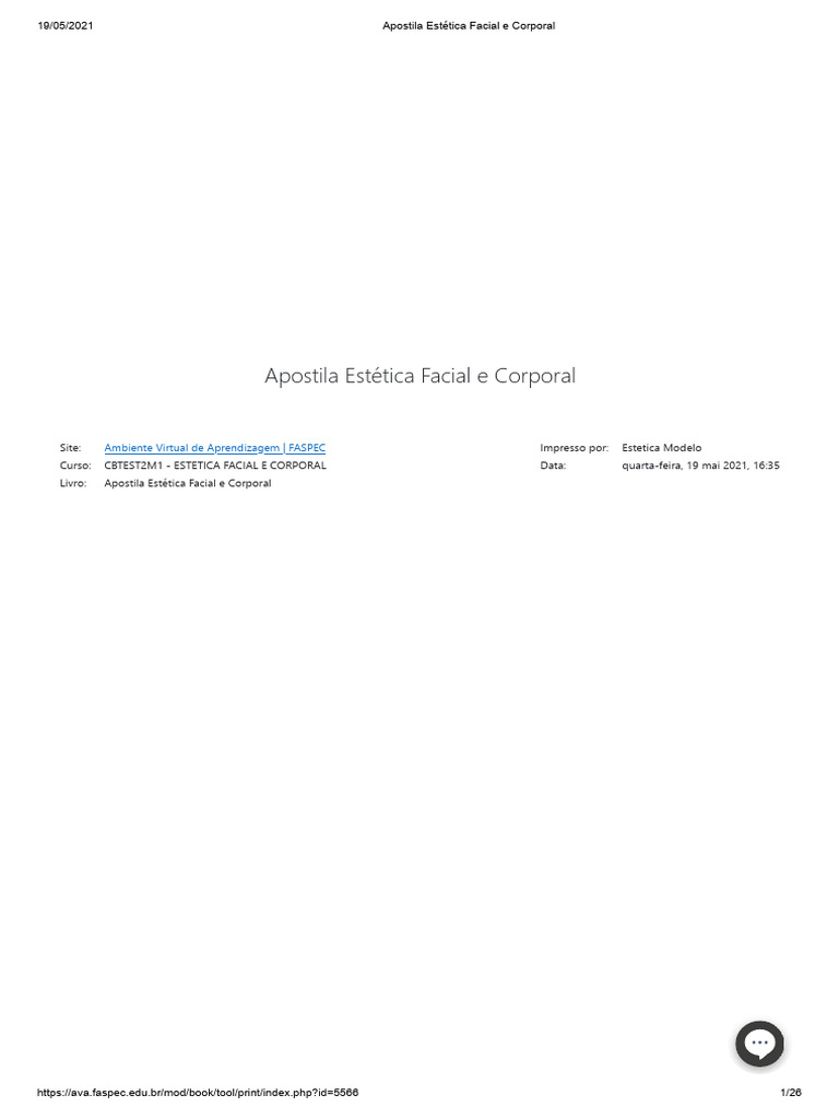 Apostila Estética Facial E Corporal Pdf