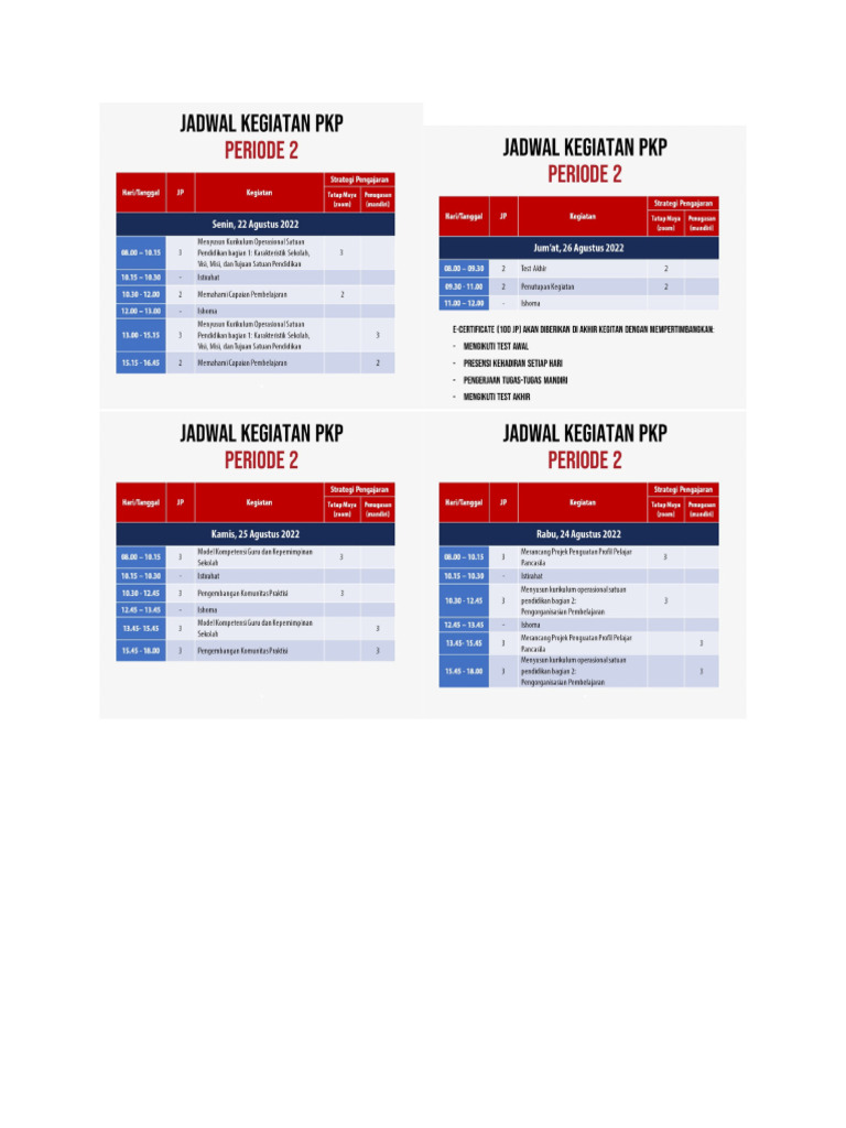 Jadwal PKP Kedua | PDF