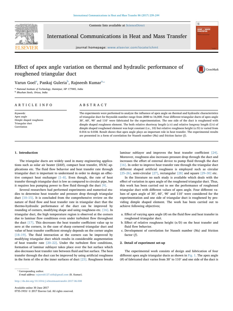 Apex Angle Impact on Triangular Duct Performance | PDF | Reynolds ...