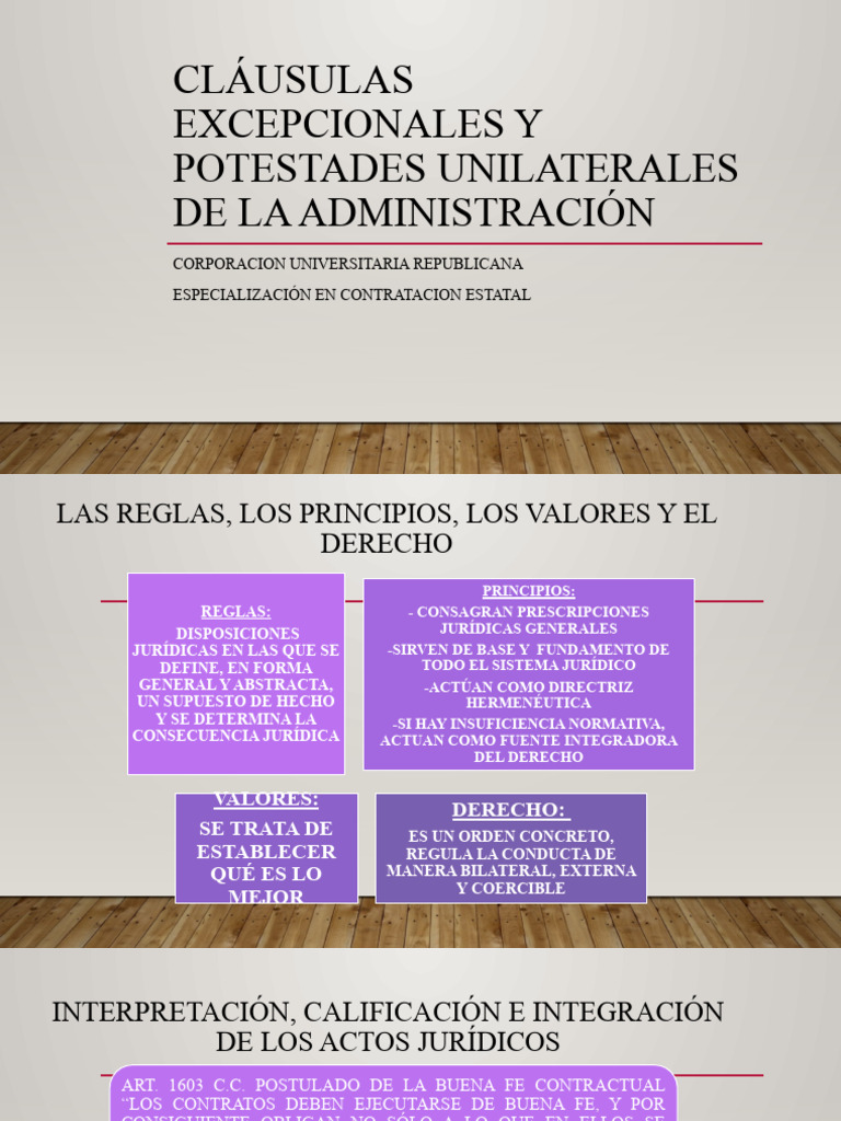 Cláusulas Excepcionales y Potestades Unilaterales de La Administración ...
