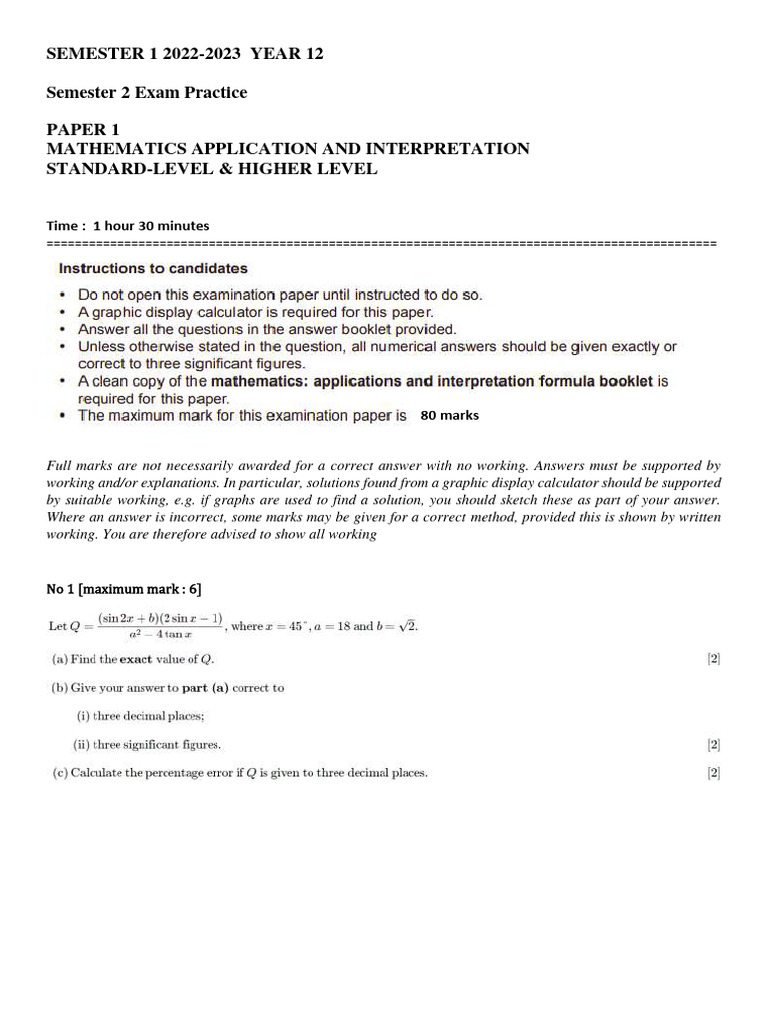 IB Math AI SL Exam Practice 2023 | PDF | Teaching Methods & Materials ...