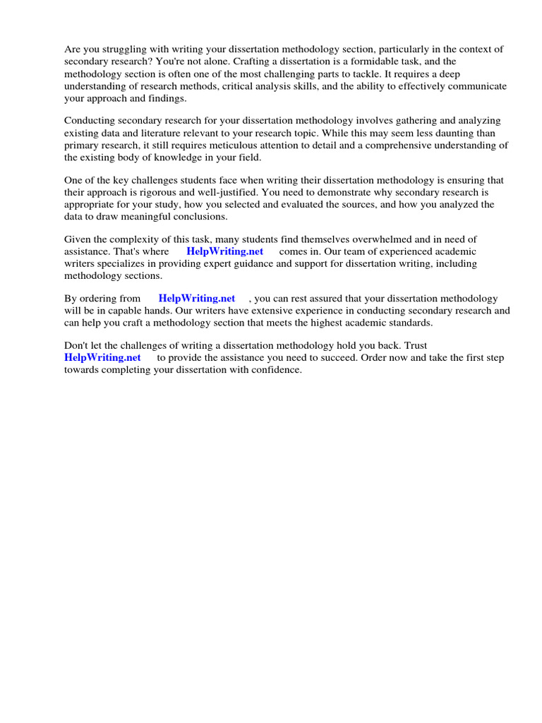 Dissertation Methodology Example Secondary Research | PDF | Methodology ...