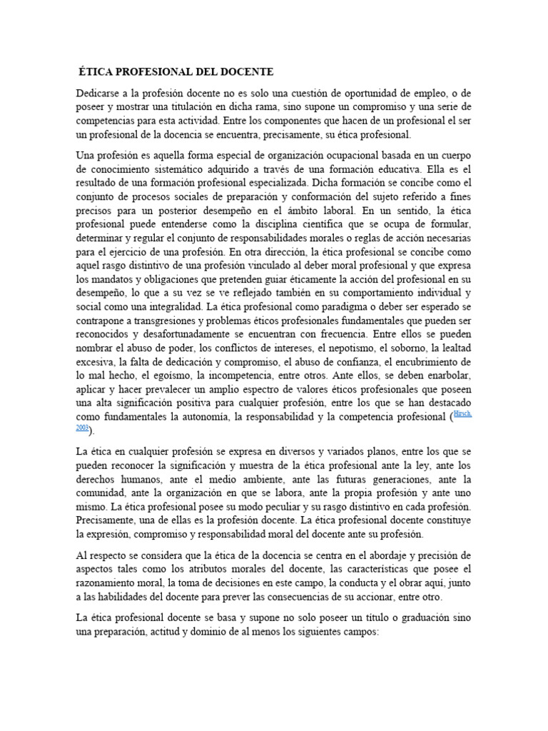 Ética Docente: Compromiso y Valores | PDF | Maestros | Ética profesional