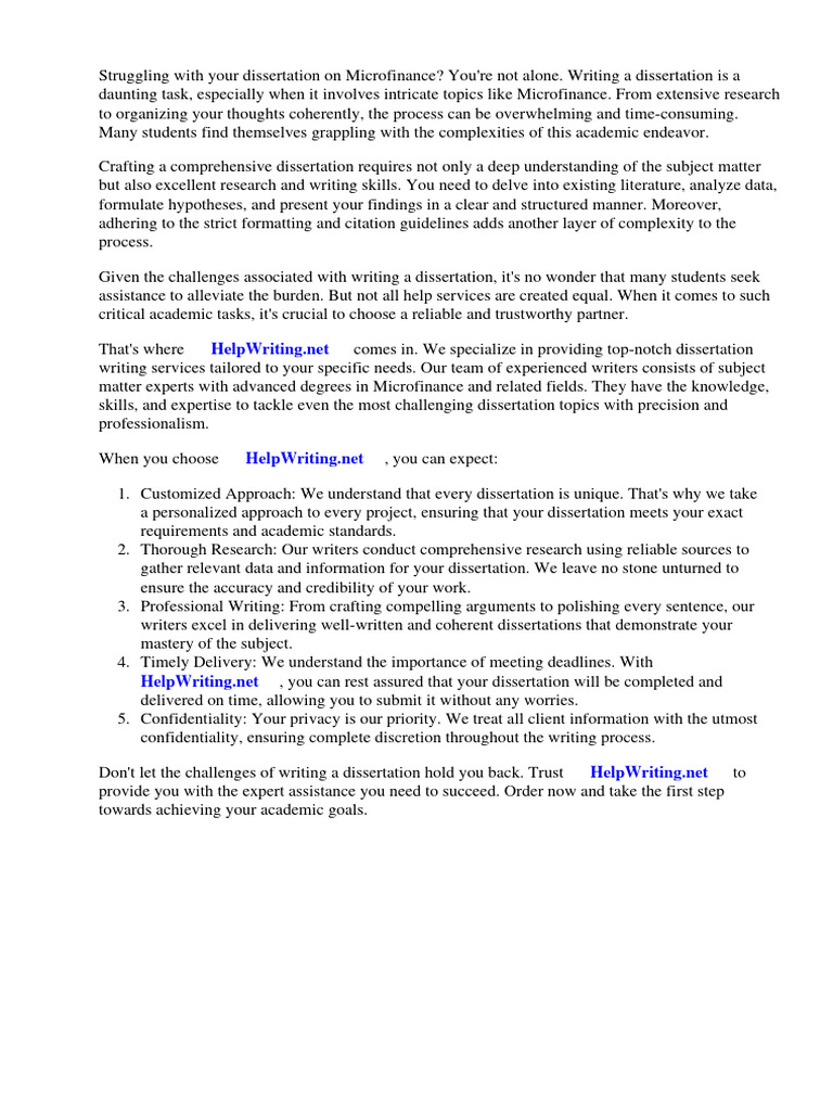 Dissertation Report Microfinance | PDF | Microfinance | Microcredit