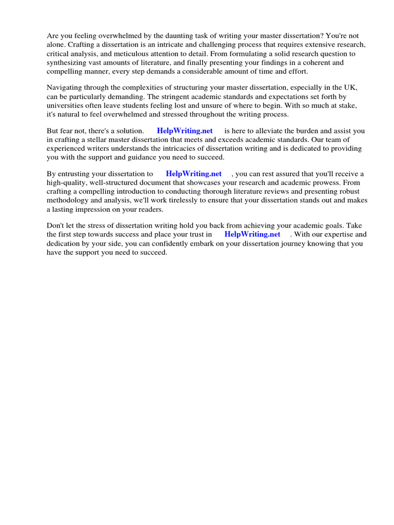 Master Dissertation Structure Uk | PDF | Thesis | Essays