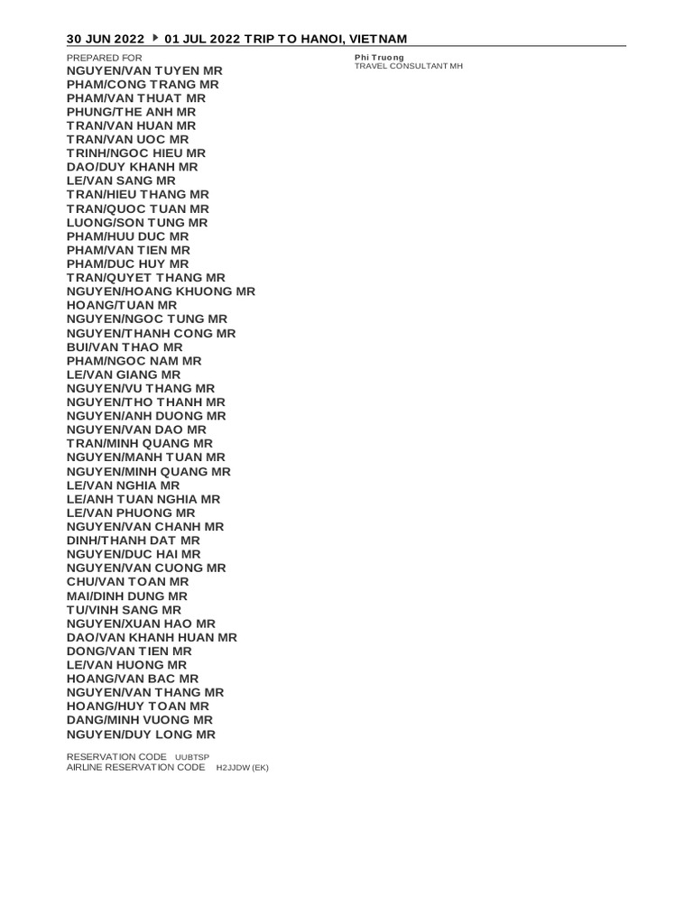 ETKT nhóm 49 khách - bay 1 chiều | PDF | Aviation | Vietnam