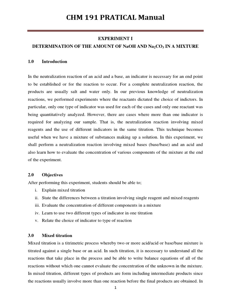 Compilation Of Chm 191 Pdf Solubility Chemistry