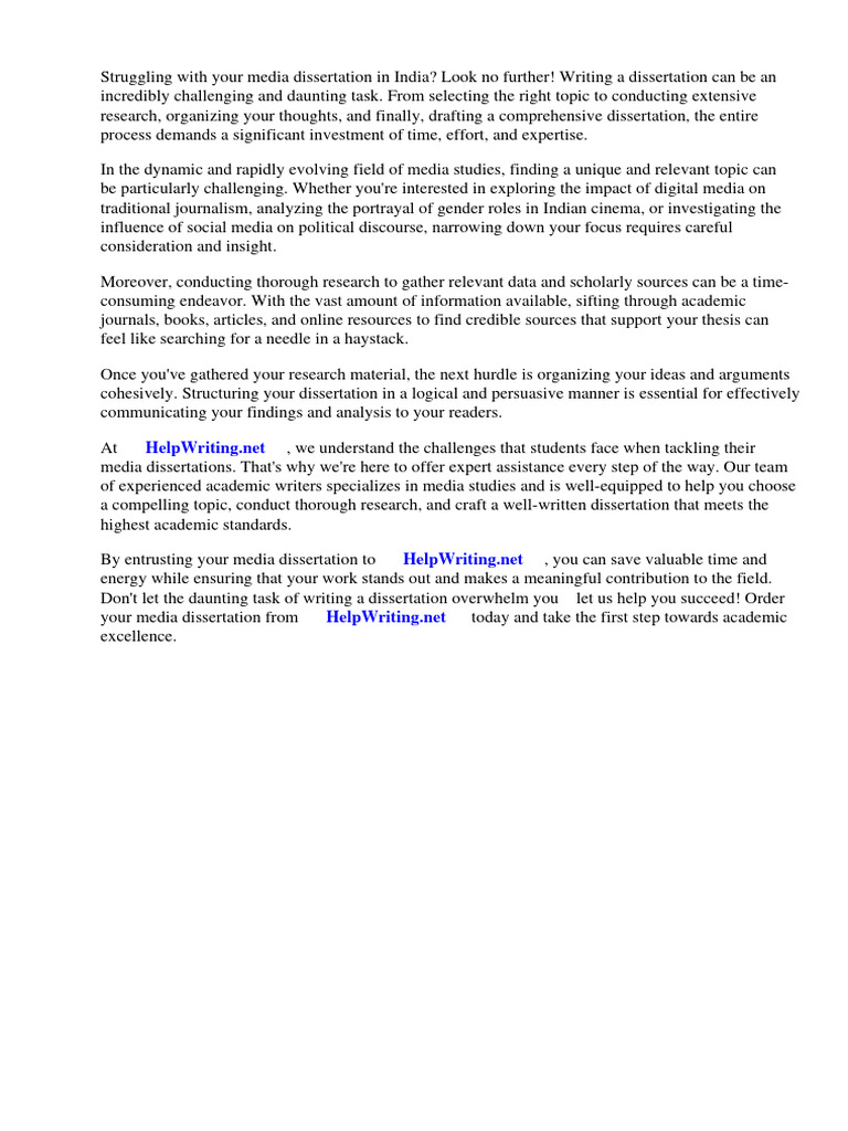Media Dissertation Topics India | PDF