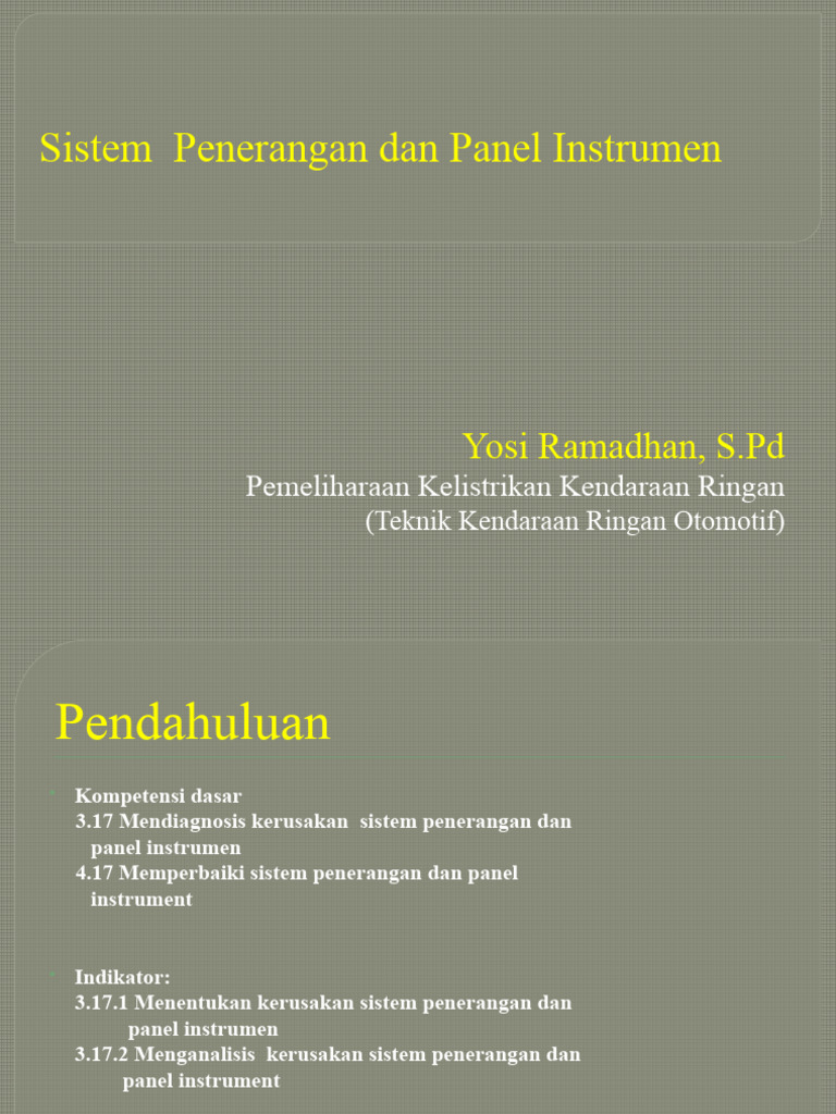 Sistem Penerangan dan Panel Instrumen | PDF