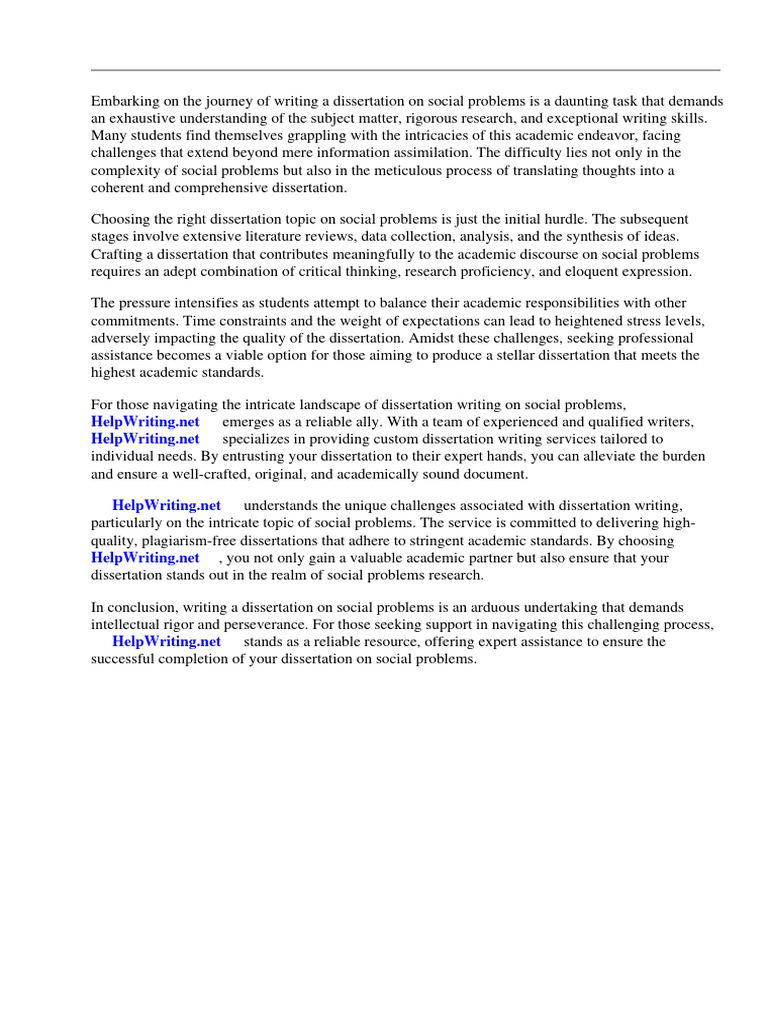 Dissertation Topics On Social Problems | PDF | Popular Culture & Media ...