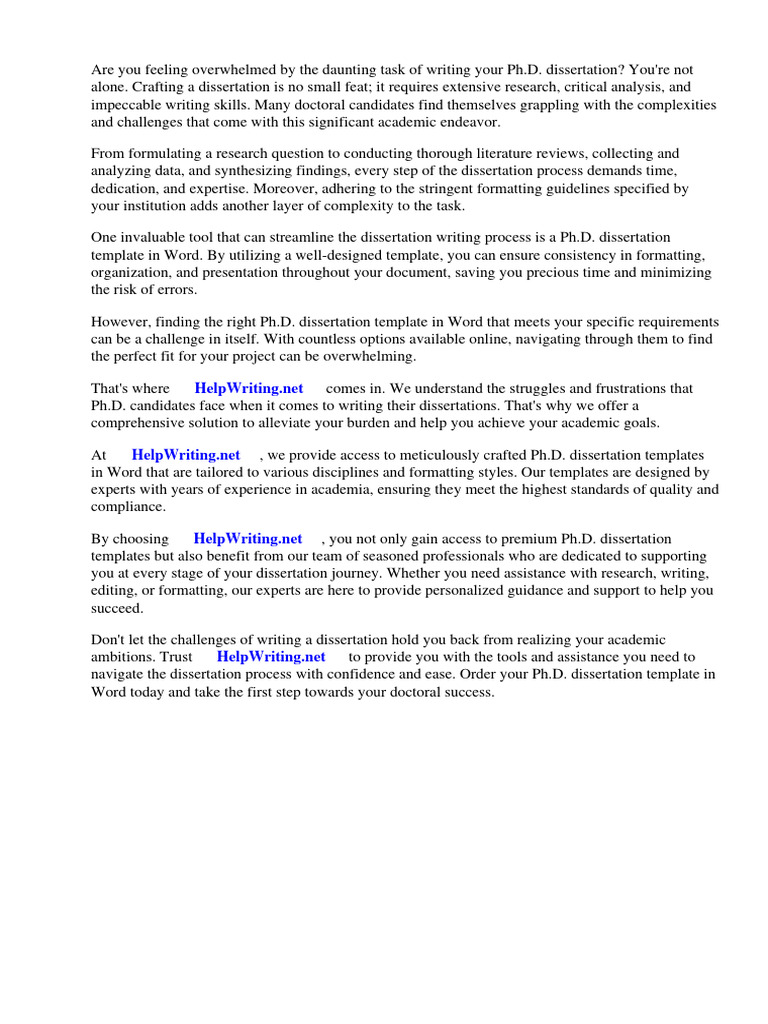 PHD Dissertation Template Word | Download Free PDF | Thesis | Te X