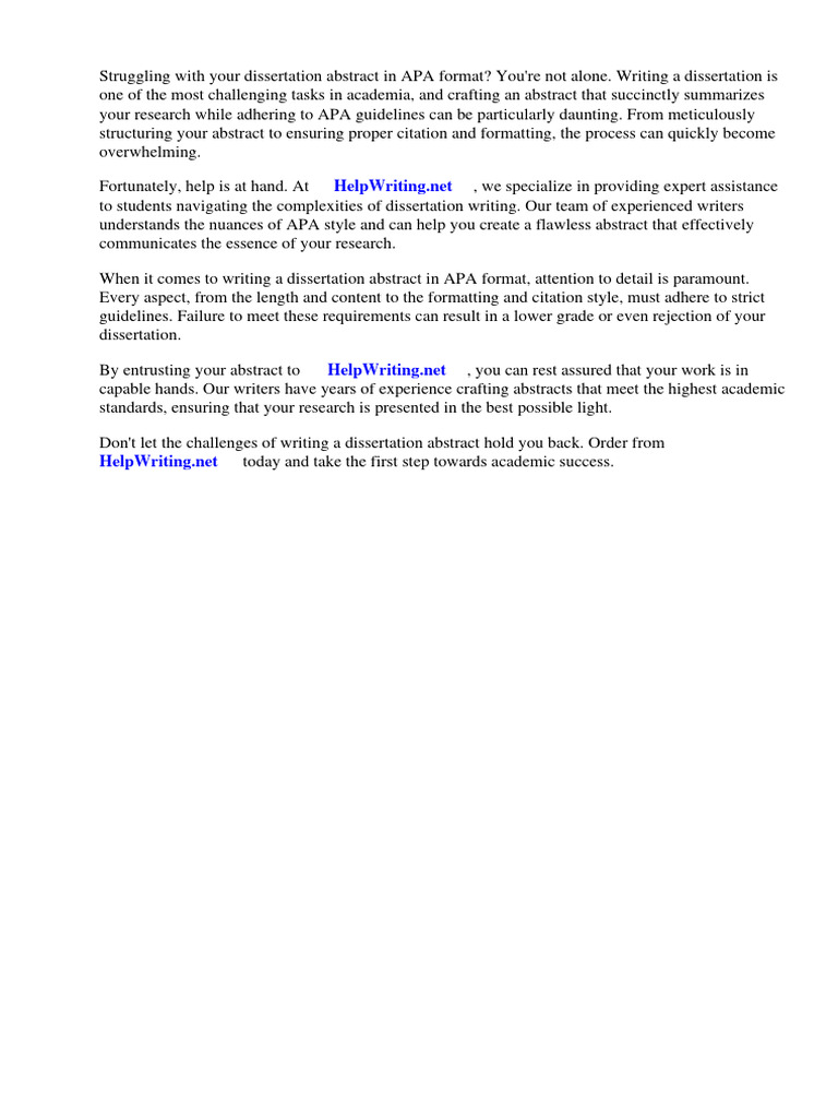 How To Write A Dissertation Abstract Apa | PDF | Abstract (Summary ...