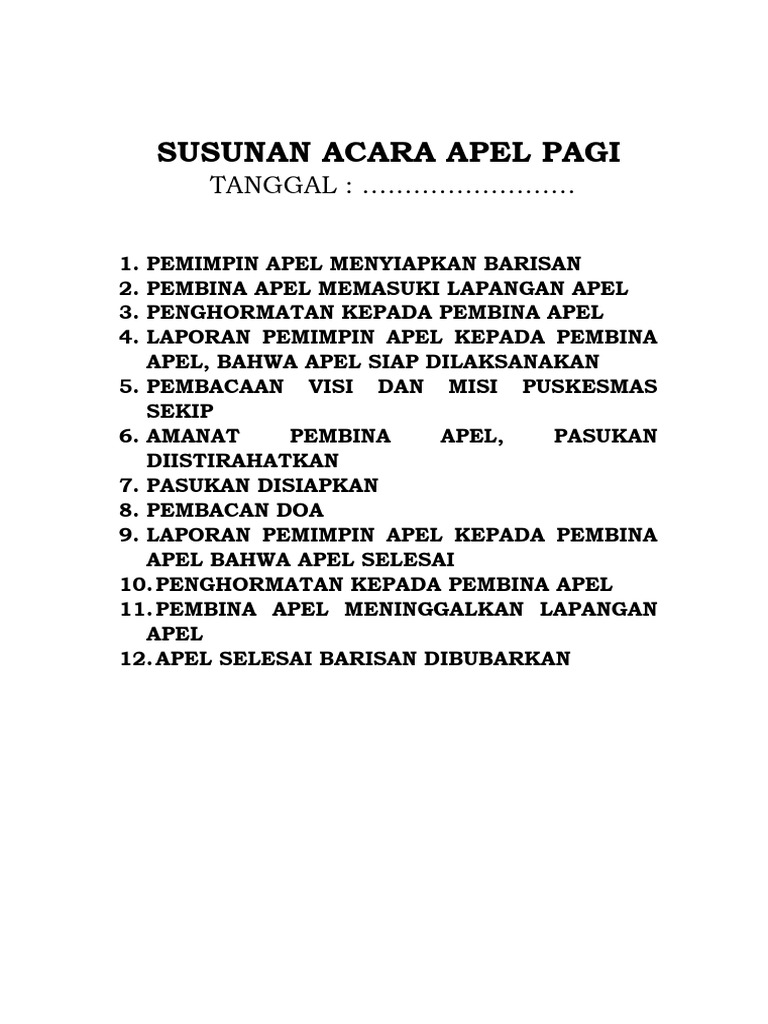 Susunan Acara Apel Pagi | PDF
