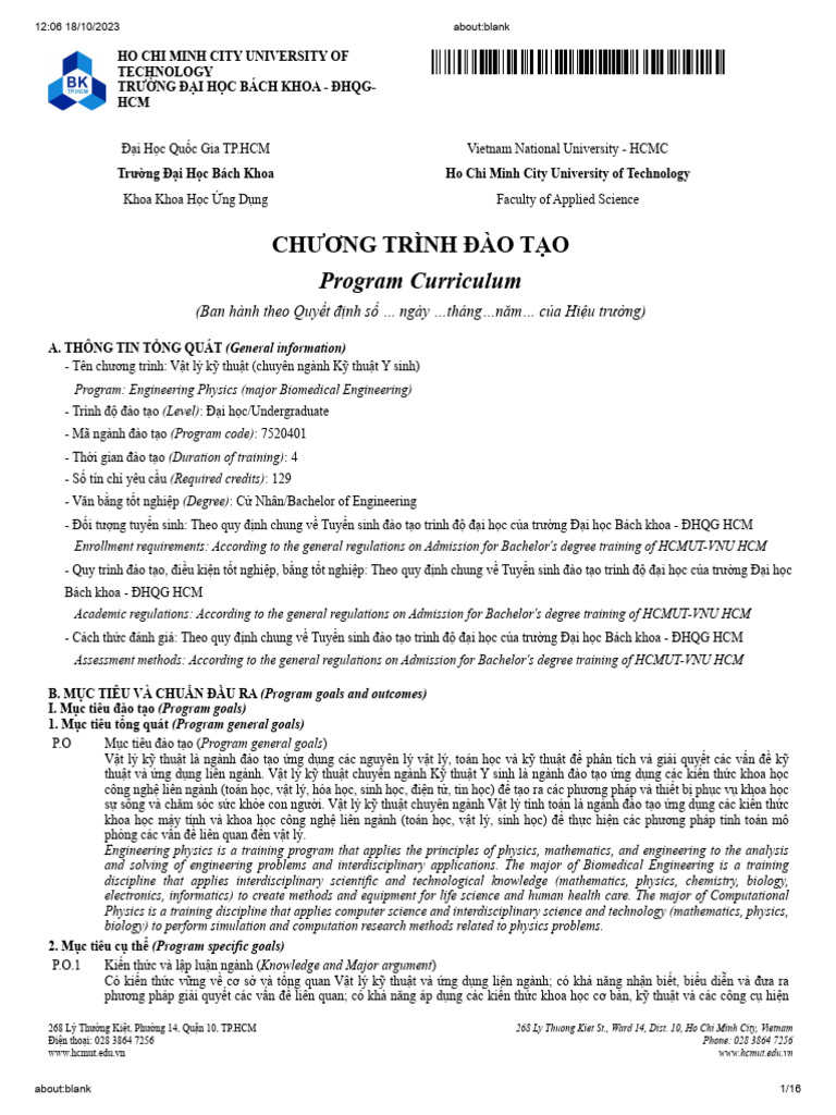 CTDT VLKT2023 - Bme - 18102023 | PDF