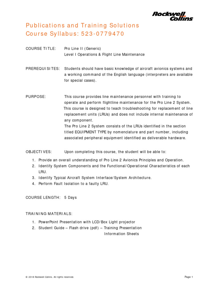 Pro Line II Flight Line Maintenance Training | PDF | Radar | Aviation
