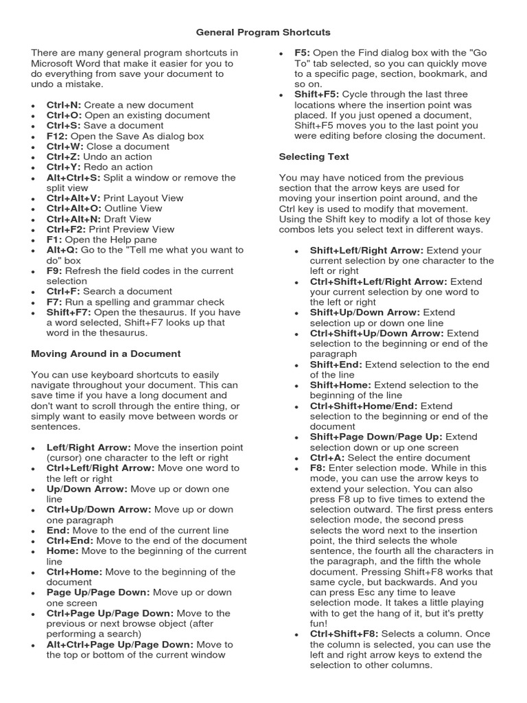 ICT - Microsoft Word Shortcut Keys and Interface | PDF | Letter Case ...