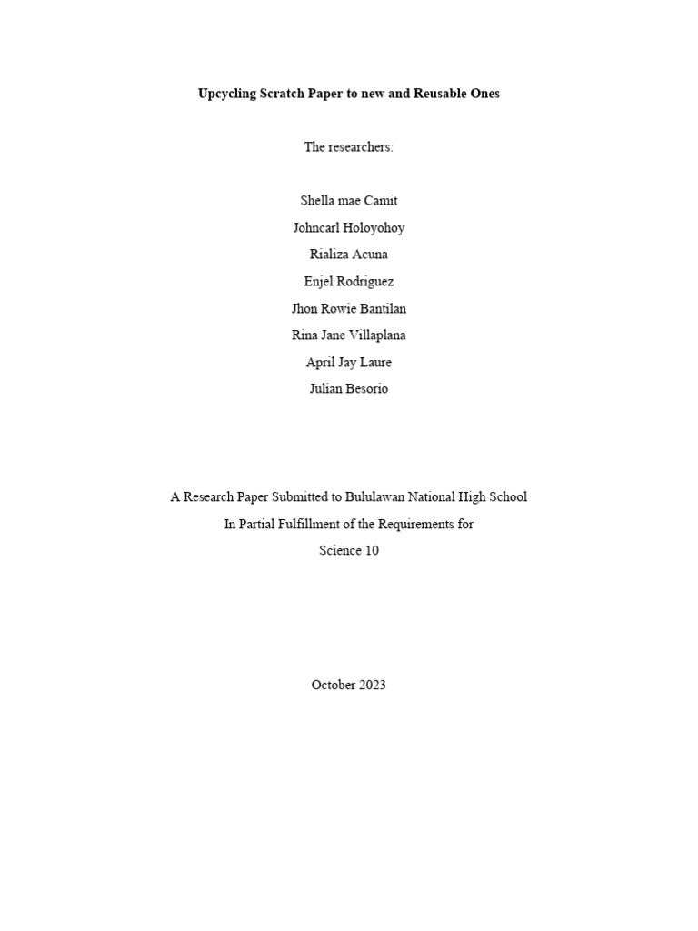 Upcycling Scratch Paper To New and Reusable Ones | PDF | Recycling | Reuse