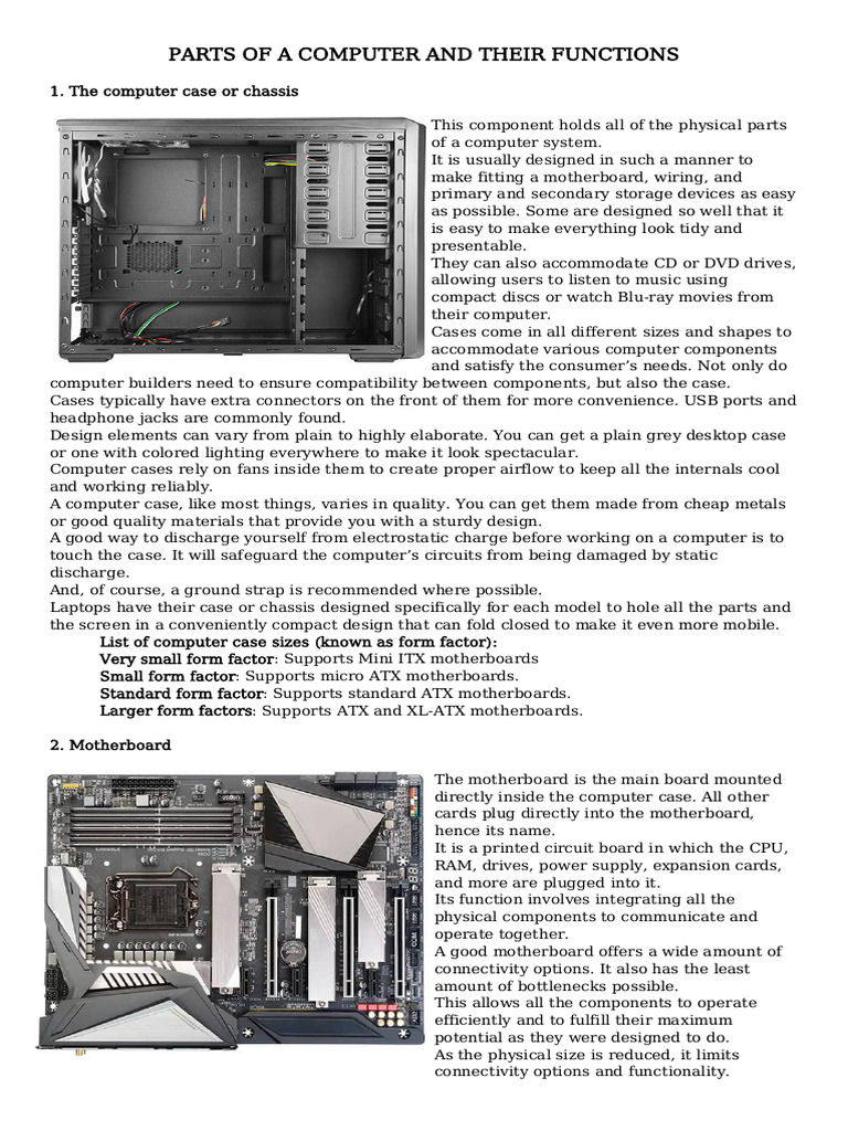 Computer Parts and Their Functions | PDF | Graphics Processing Unit ...
