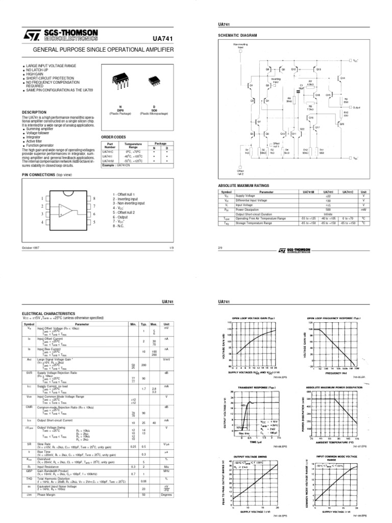 AMPLIFICADOR OPERACIONAL Ua741 | PDF | Amplifier | Operational Amplifier