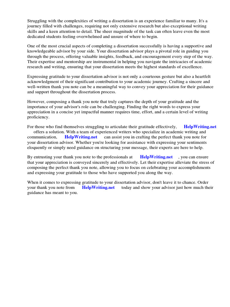 Thank You Note Dissertation Advisor | PDF | Gratitude | Expert