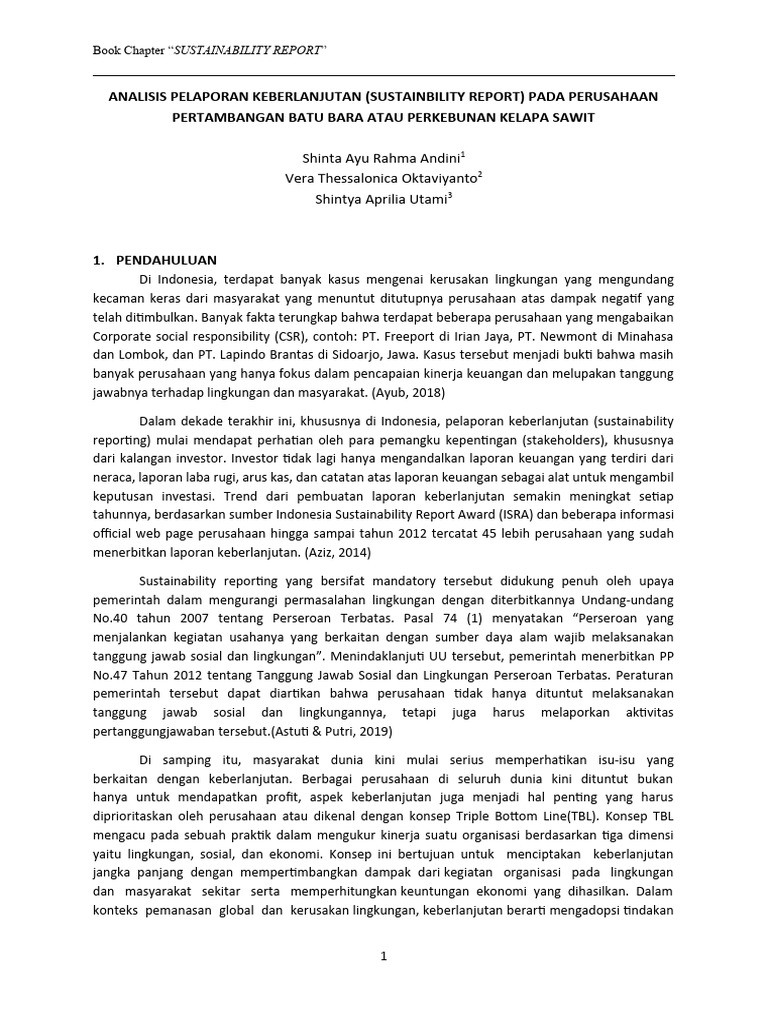 Book Chapter XIII ANALISIS PELAPORAN KEBERLANJUTAN SAIT & BATU BARA | PDF