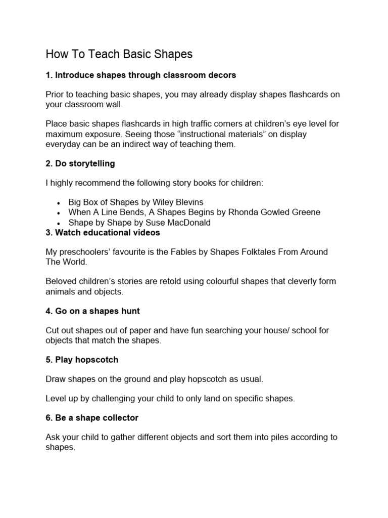 Engaging Preschool Shapes Lesson Plan | PDF | Cognition | Learning
