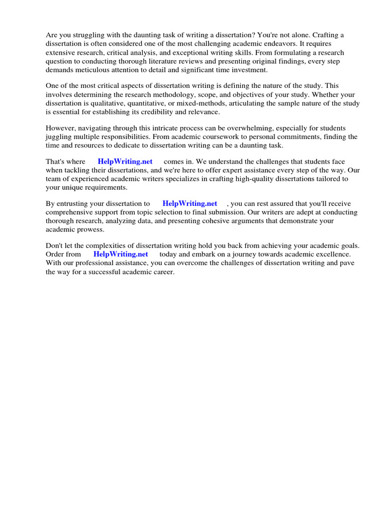 Sample Nature of The Study Dissertation | PDF | Thesis | Science