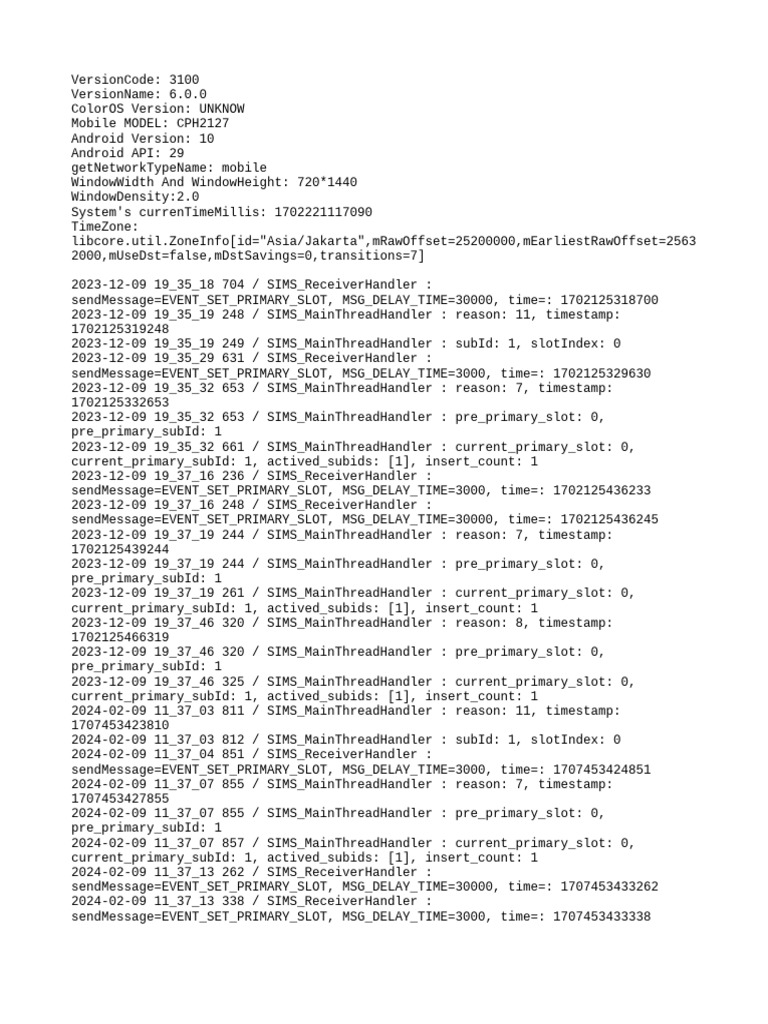 Mobile Device SIM Slot Events Log | PDF | Operating System Families ...