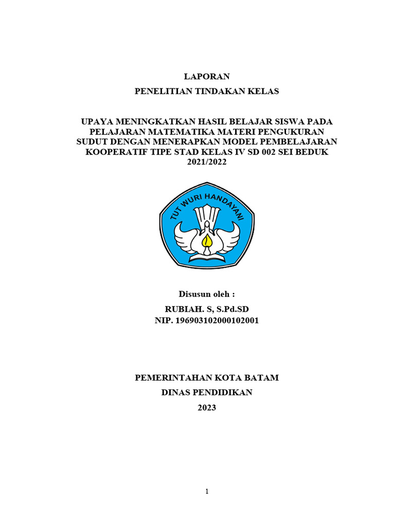 Lap. PTK MTK Kelas IV (Rubiah) SDN 002 Sei Beduk | PDF | Karier & Perkembangan | Bisnis