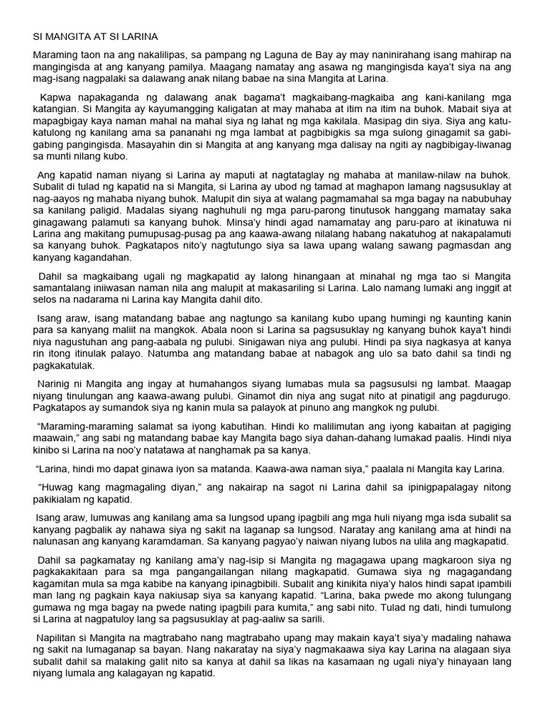 Si Mangita at Si Larina | PDF