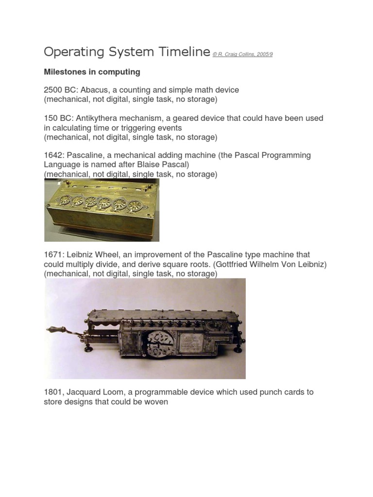 Operating System Timeline | PDF | Operating System | Personal Computers