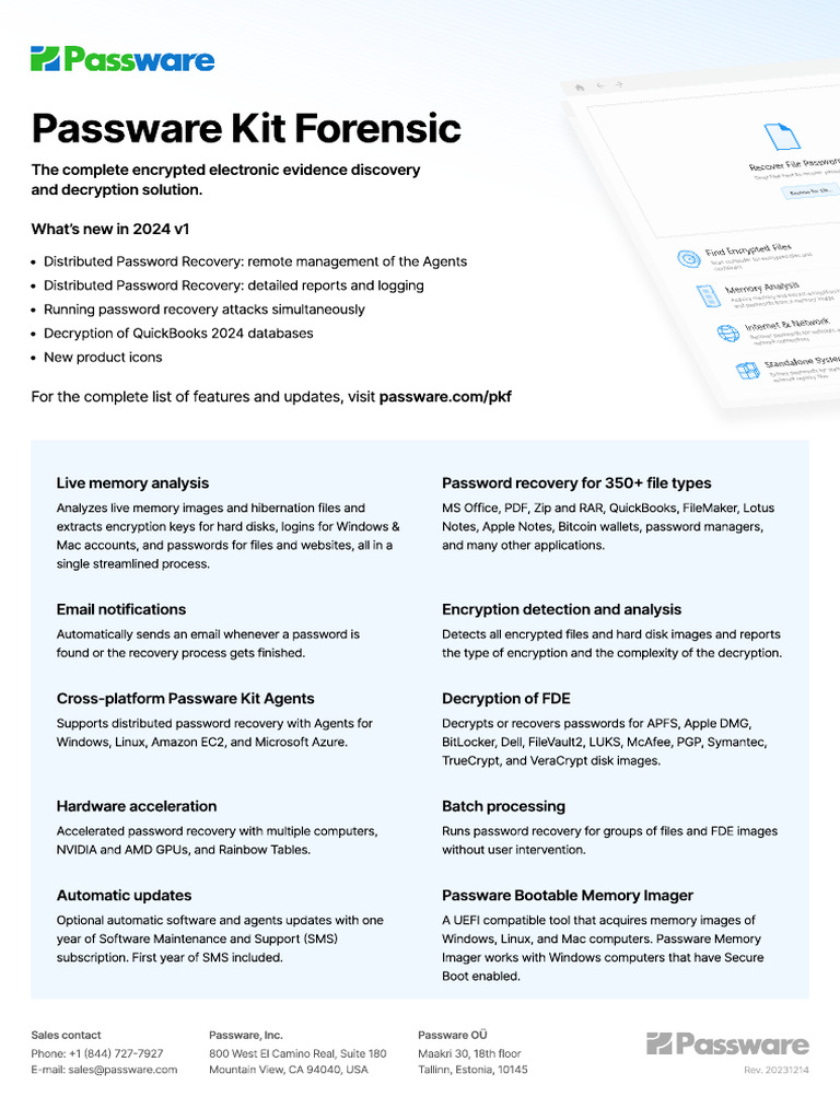 Passware Kit Forensic Datasheet | PDF | Graphics Processing Unit | Password