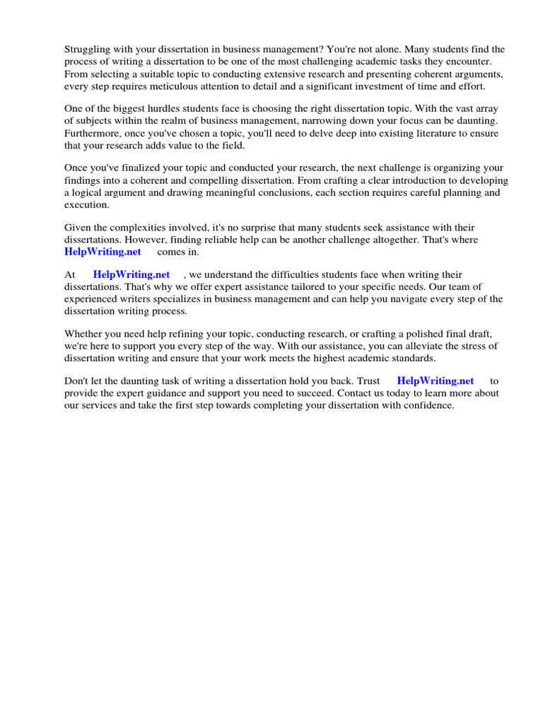 Dissertation Ideas Business Management | PDF | Thesis | Startup Company