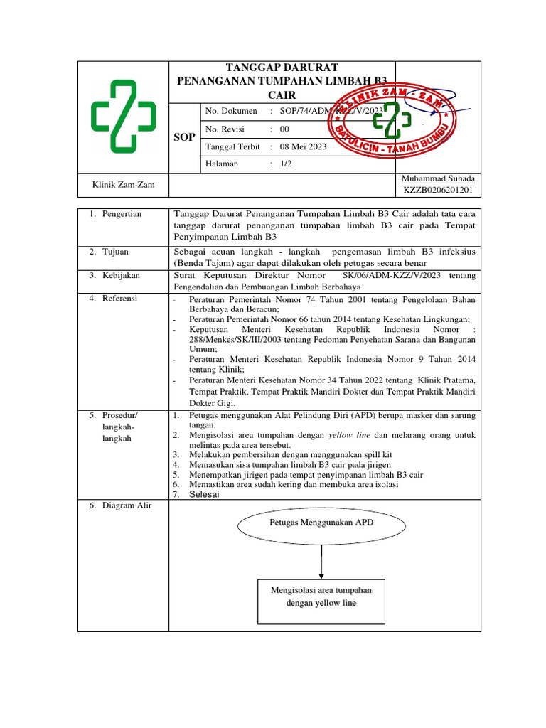 Sop Tanggap Darurat Penanganan Tumpahan | PDF