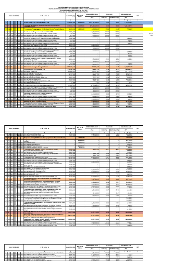Format Laporan Realisasi J | PDF