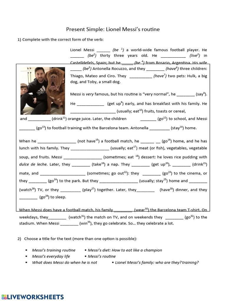 Messi Reading Comprehension | PDF | Foods | Cuisine