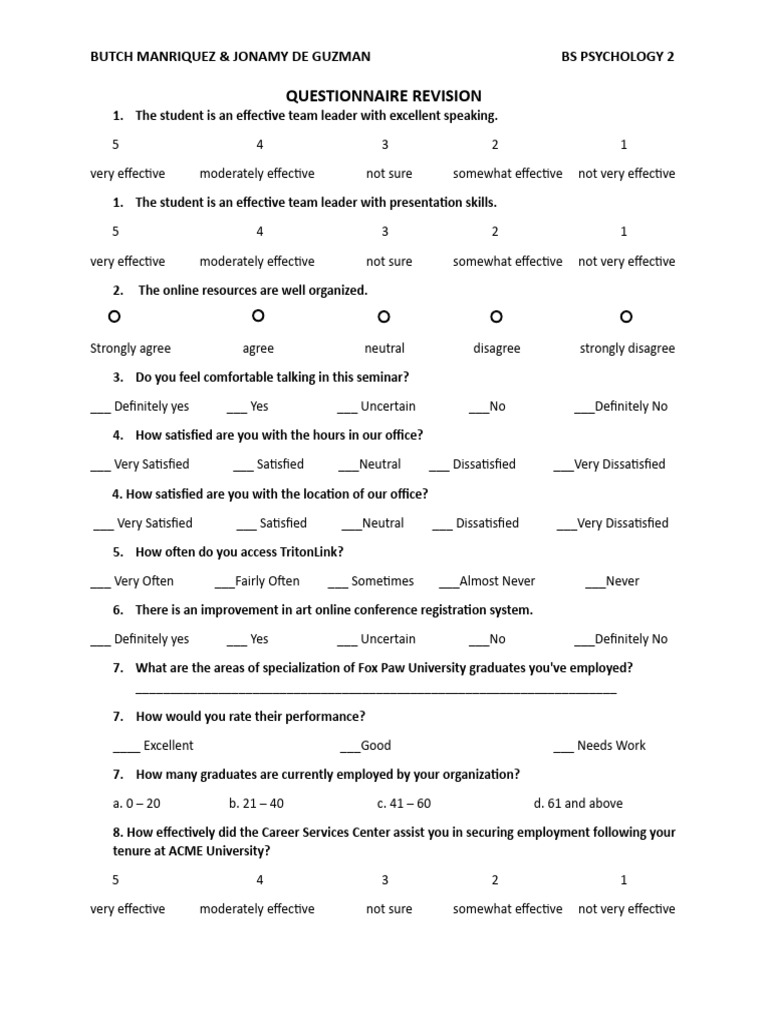 Questionnaire Revision | PDF | Cyberspace | Human Communication