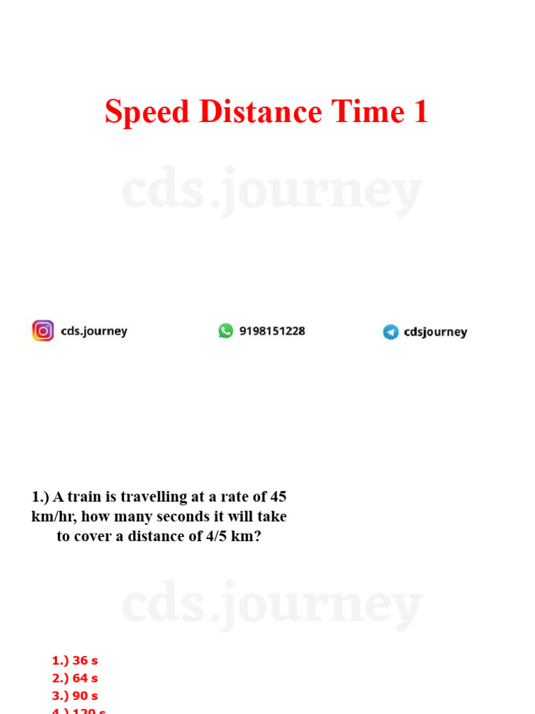 Speed Distance and Time 1 | PDF | Speed | Velocity