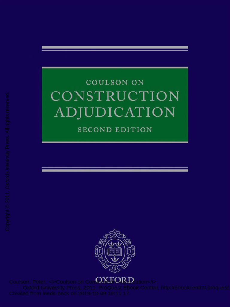 Coulson On Construction Adjudication | PDF | Adjudication | Jurisdiction