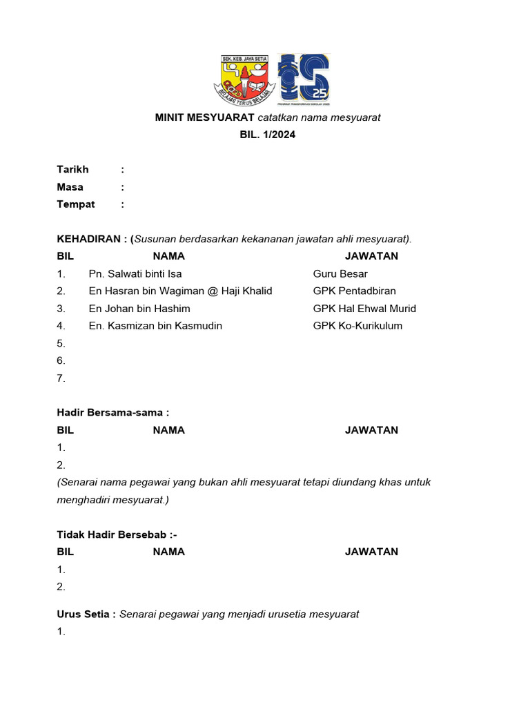 Format Minit Mesyuarat | PDF