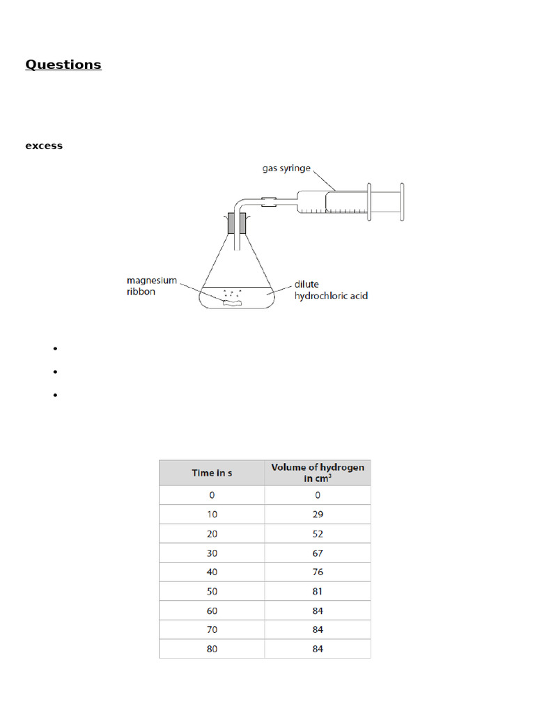 Rates-of-reaction Questions IGCSE | PDF | Reaction Rate | Acid