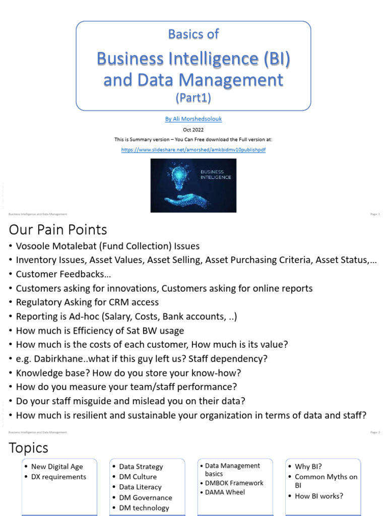 Foundations of Business Intelligence (BI) From Concept To Implementation | PDF | Business ...