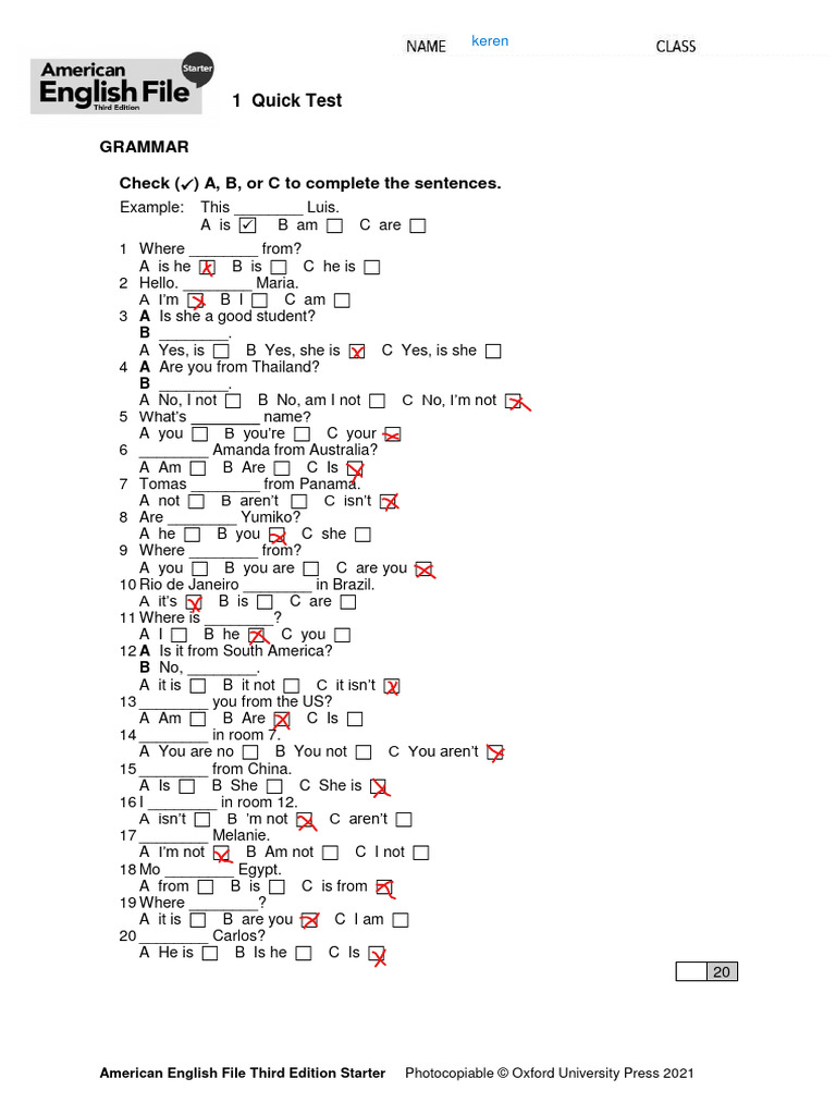 Quick English Test for Beginners | PDF | Linguistics | Phonetics