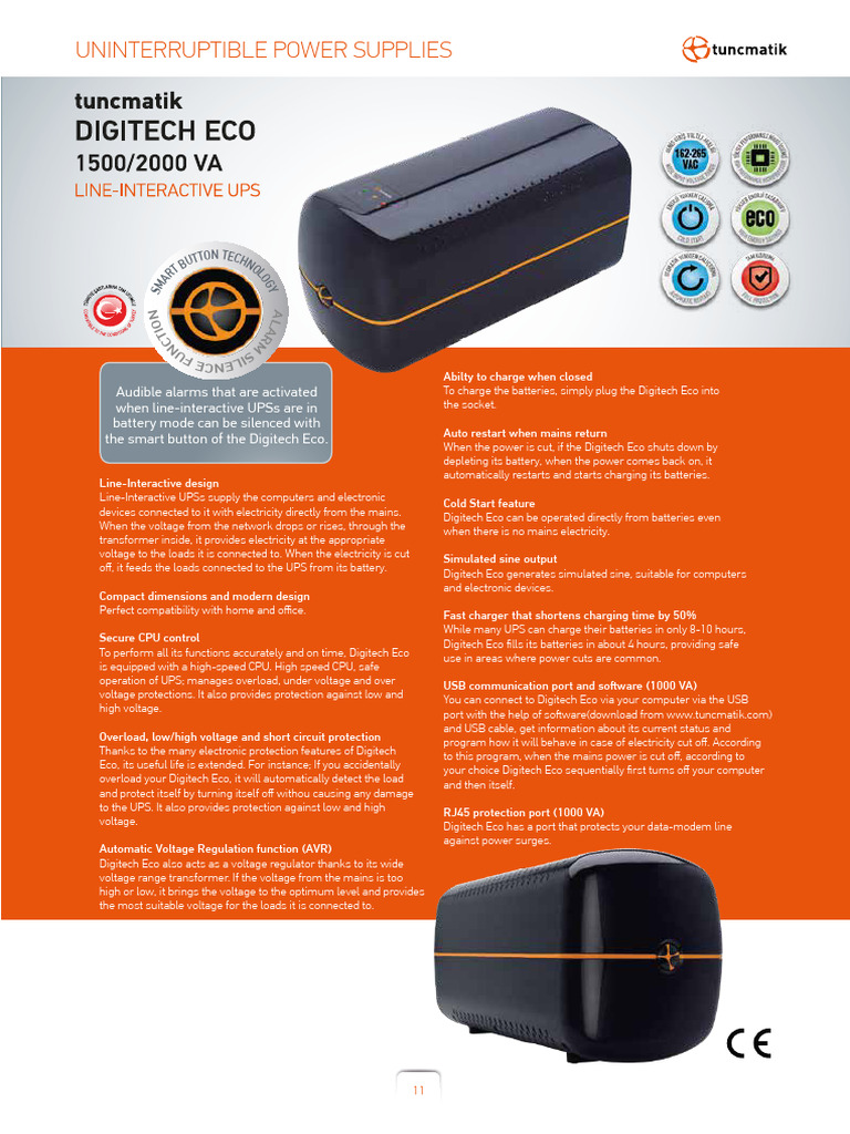 UPS_-_Digitech_Eco_1500-2000VA_Catalog | PDF | Power Supply | Mains Electricity