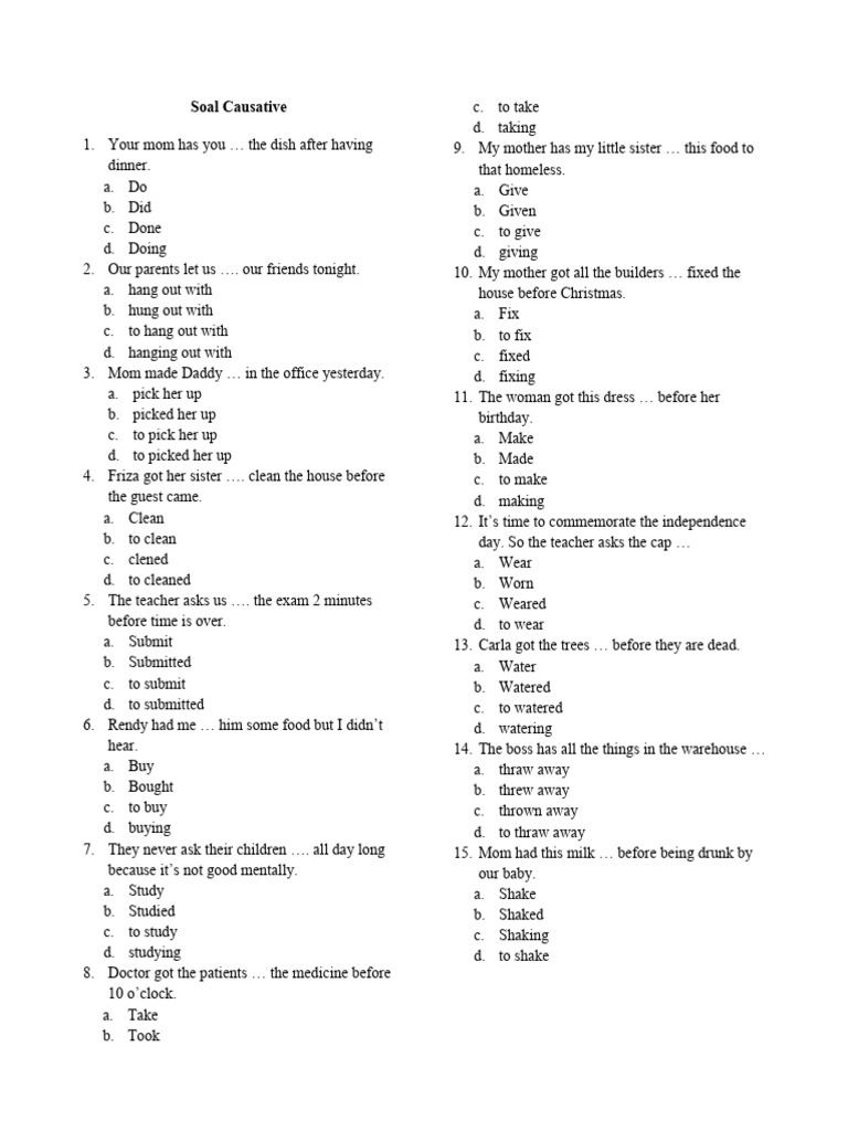 Causative and Appositive Exercises | PDF