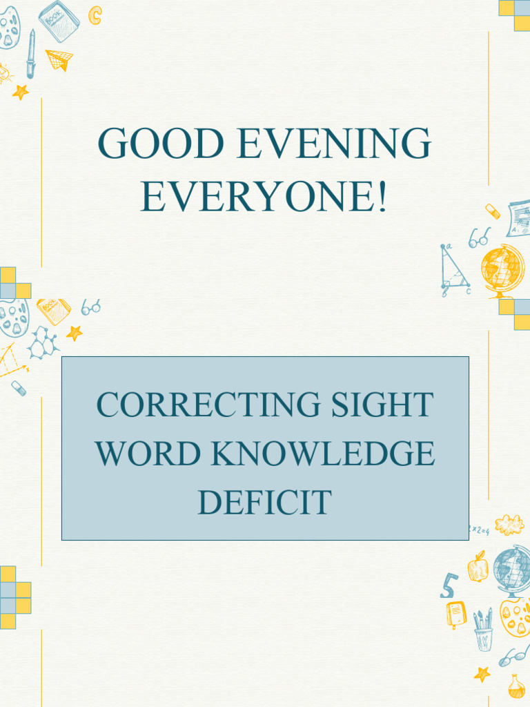 Addressing Sight Word Knowledge Deficit | PDF