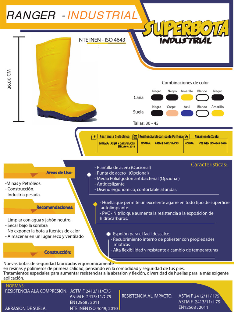 Ficha Tecnica Bota de Caucho | PDF | Materiales | Ingeniería de Edificación