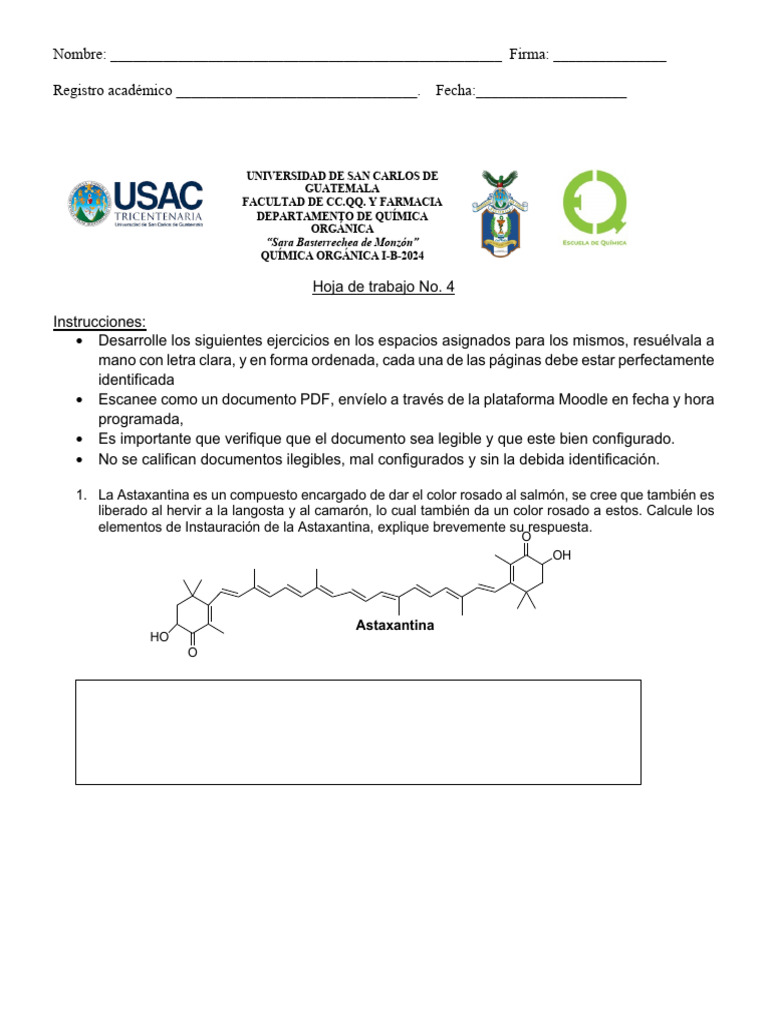 Universidad de San Carlos de Guatemala Facultad de CC - Qq. Y Farmacia Departamento de Química ...